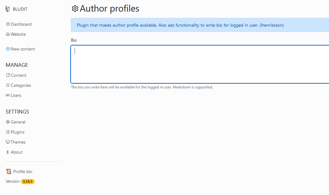 Author profile - Plugins - Bludit CMS