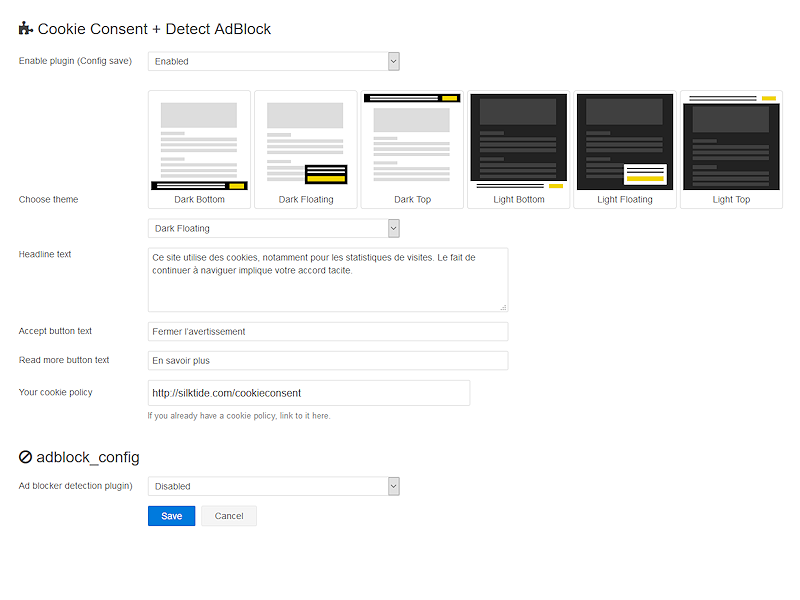 Cookie Consent + Detect AdBlock - Plugins - Bludit CMS