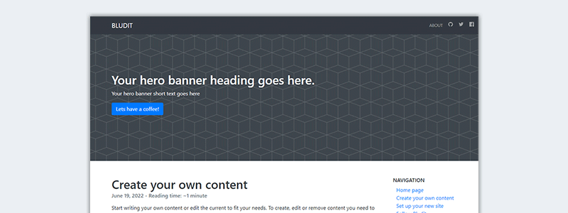 Hero Banner - Plugins - Bludit CMS