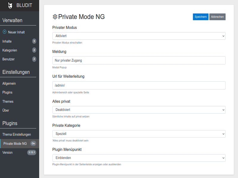 Private Mode NG - Plugins - Bludit CMS