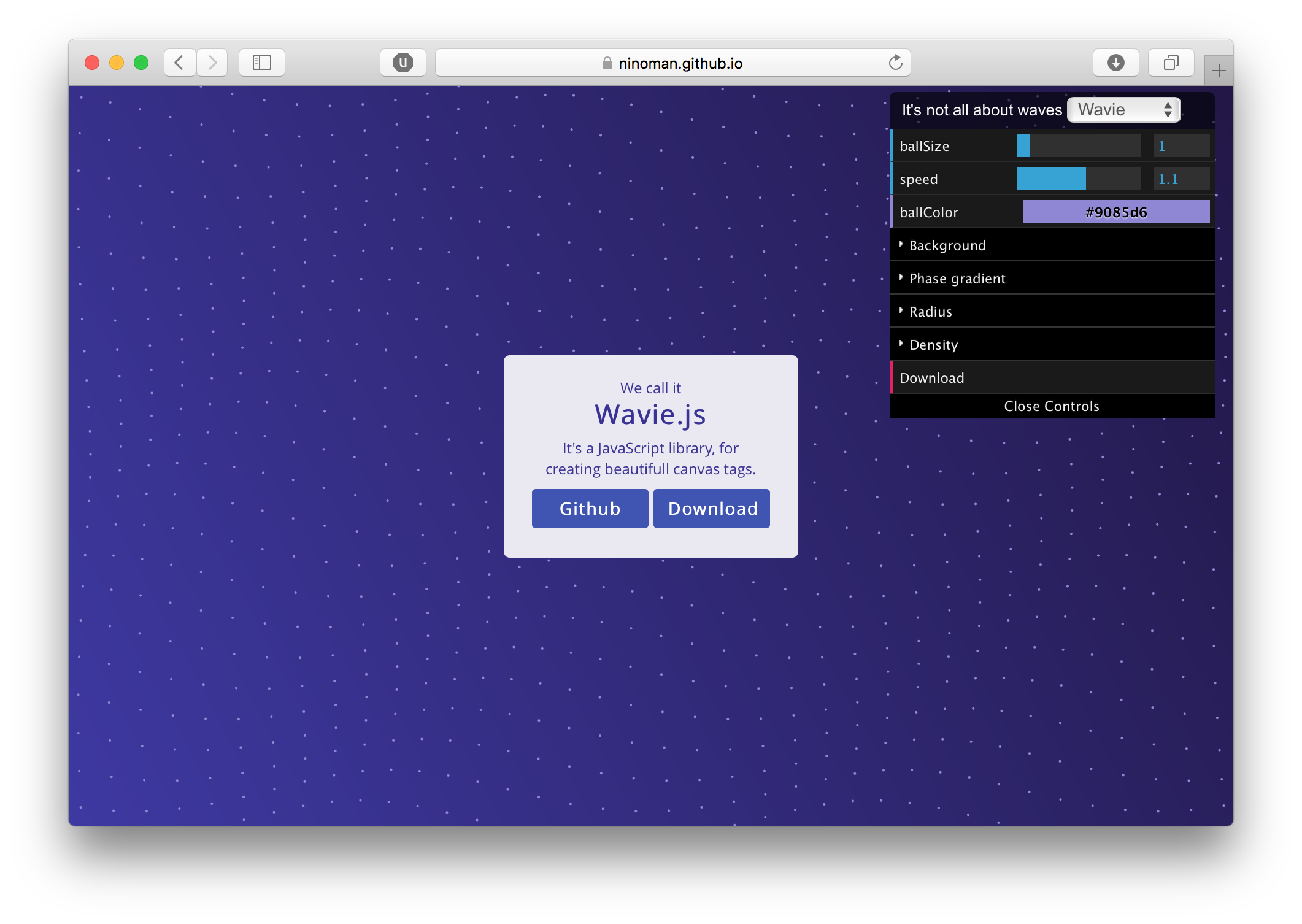 GitHub - ninoman/wavie.js: It's not all about waves.
